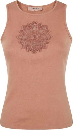 Twinset Femme, Tops, Brun, Taille: 38 FR Floral-appliqu&eacute; Tank Top