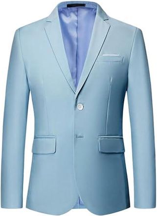 Generic Veste de costume simple pour homme - Couleur unie - Pour mariage - Version formelle - Manteaux et blazer de sport, bleu ciel, 6XL