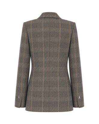 Patrizia Pepe Womens Double-Breasted Blazer Brown Check Main Fabric: Elastane Jacket