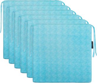 Brandsseller 6er Set Sitzkissen 40x40 cm in Leinenoptik - Bequeme Stuhlauflagen mit Bindebändern & abnehmbarem Bezug - Dekorative Sitzpolster für drinnen und drauß