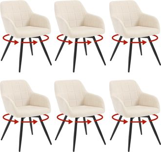 Woltu 6er Set drehbare Esszimmerstühle, Samt gepolsterte ergonomische Esszimmertühle mit Metallbeinen,Esszimmertühle mit Rücken- und Armlehnen, für Küche, W