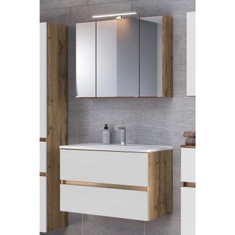 Casa home24 Badezimmerset I 2-teilig 100cm Weiß/Matt Weiß