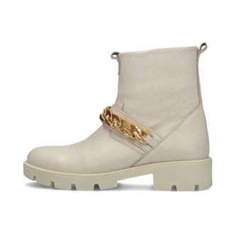 Omoda Beige Leder Stiefeletten mit Ketten-Detail - - Shoes - Damen - Beige - 36 EU