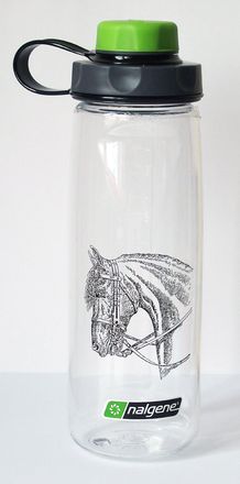 Nalgene Trinkflasche Everyday OT-Cap - 0,7 L, transparent, Deckel gr&uuml;n, Pferdemotiv