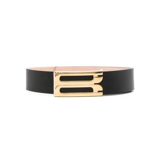 Victoria Beckham Schwarzer Lederg&uuml;rtel mit Logoschnalle - - Accessories - Damen - Schwarzk - 70 CM