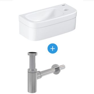 GROHE Euro-Keramik-Handwaschbecken-Set 370 x 180 mm + Siphon aus verchromtem Metall Alca (39327000-SET) - Grohe