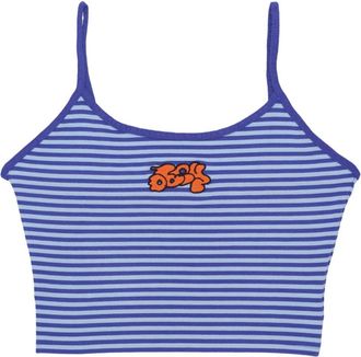 Obey Satin Blaues &auml;rmelloses Tanktop - - Tops - Damen - Blau - S