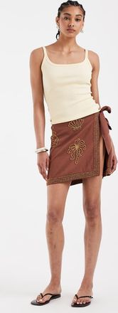 River Island Strandrock in Braun mit Perlenbesatz
