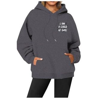 Generic 2026 Sweat &agrave; capuche &agrave; manches longues avec poche pour femme, gris, XXL