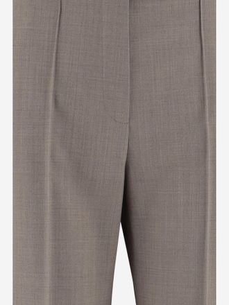 Ql2 Quelledue Womens Trousers Wide-Leg Wool-Blend Beige