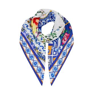 Camilla Femme, Accessoires, Multicolore, Taille: ONE Size Grand carr&eacute; en soie orn&eacute; de cristaux