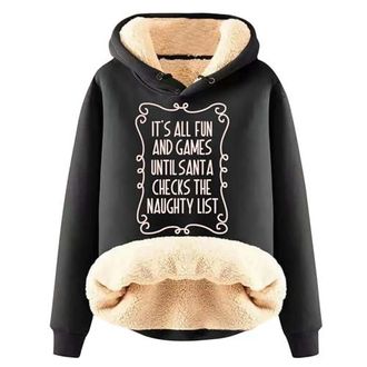Generic 2026 Printemps Mode No&euml;l Lettre Imprim&eacute;e Femmes Automne et Hiver Velours &Eacute;pais Chaud Cardigan Sweat &agrave; Capuche, Noir, 4XL