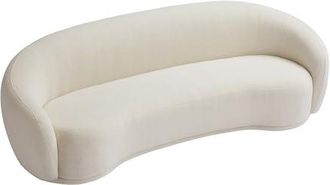 Vente-Unique Canap&eacute; 3 Places en Tissu Bouclette Blanc Ivoire BOVANA