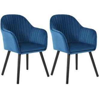 Woltu Esszimmerst&uuml;hle 2er Set, K&uuml;chenstuhl mit Armlehne R&uuml;ckenlehne, Polsterstuhl Wohnzimmerstuhl, bis 150 kg belastbar, aus Samt Holzbeine, f&uuml;r Esszimmer