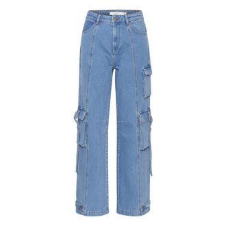 Gestuz Mid Blue Washed Cargo Hose - - Jeans - Damen - Blau - W29
