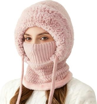 Generic Bonnets tricot&eacute;s pour femmes - Couvre-visage chaud, bonnet avec &eacute;charpe et ensemble de couvre-visage, randonn&eacute;e, cyclisme, voyage, ski, cyclisme, snow