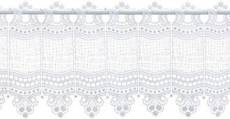 Plauener Spitze by Modespitze, Store Bistro Gardine Scheibengardine mit Stangendurchzug, hochwertige Stickerei, Höhe 28 cm, Breite 112 cm, Weiß