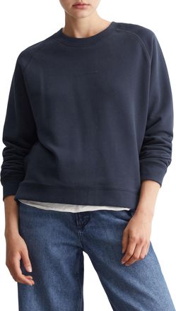 Marc O'Polo Denim Damen Sweatshirt aus Bio-Baumwolle Relaxed Fit, Blau (Navy Teal), XXS