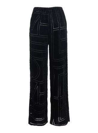 Toteme Womens Trousers Black Velvet Viscose