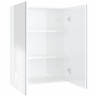 vidaXL Bad-Spiegelschrank 60x15x75 cm mdf Gl&auml;nzendes Wei&szlig; - Vidaxl
