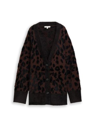 Tom Tailor Damen 1049159 Cardigan Strickjacke, 39133-Big Brown Leo Design, Small