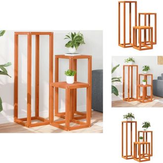 vidaXL Pflanzenst&auml;nder 3 Stk. Wachsbraun Massivholz Kiefer - Holzpflanzst&auml;nder - Kiefernholz - Blumenst&auml;nder - Pflanzenregal - Gartenm&ouml;bel