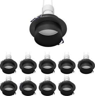 LEDs Com 10 Stück Deckeneinbaurahmen KRON, rund, schwarz matt, inkl. GU10 LED 500lm, warmweiß, 3-Stufen-Dimmer