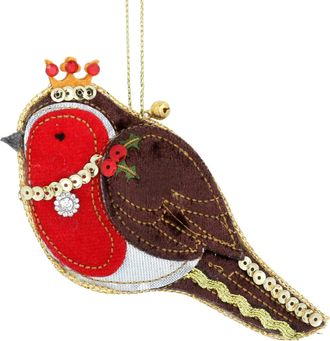 Gisela Graham Weihnachtsbaumschmuck aus luxuriösem Rotkehlchen-Stoff