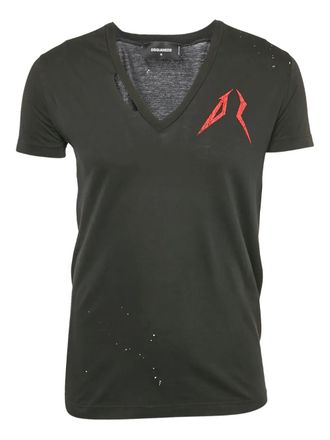 Dsquared2 t-shirt effet-usé à col v - Noir