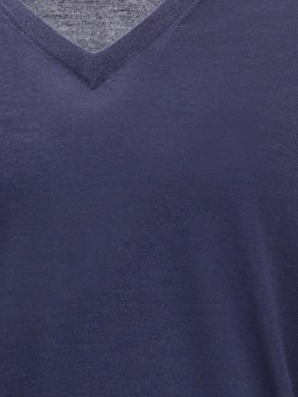 Brunello Cucinelli Mens Sweater Ultrafine Virgin Wool Navy-Dark Grey Navy/dark