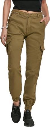 Urban Classics Pantalon Cargo pour Femme, Taille Haute, Chevilles Resserrées, Poches latérales Plaquées, 98% Coton 2% Élasthanne, Summerolive, Taille 30
