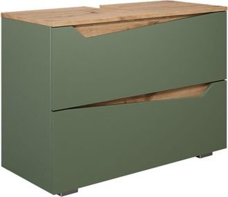 Vicco Meuble sous vasque simple Marelle, Vert/Artisan, 80x57.5cm avec 2 tiroirs, Vicco