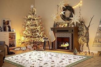 Villeroy & Boch Tapis Design Nostalgic Shine - Toys Delight - Couverture darbre de Noël et Sapin de Noël pour Salon, Chambre à Coucher, Salle à Manger, Couloir - Vert