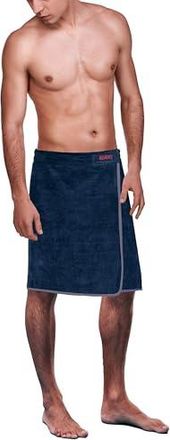 Adamo Par&eacute;o de sauna LATHI pour homme avec fermeture Velcro Bleu fonc&eacute; Taille XXL, bleu marine, 65 x 150 cm