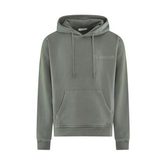 Flaneur Double Logo Washed Hoodie - - Sweatshirts & Hoodies - Herren - Gr&uuml;n - S