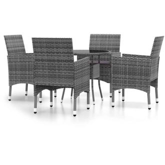 vidaXL Vidaxl - Ensemble &agrave; manger de jardin 5 pcs R&eacute;sine tress&eacute;e Gris