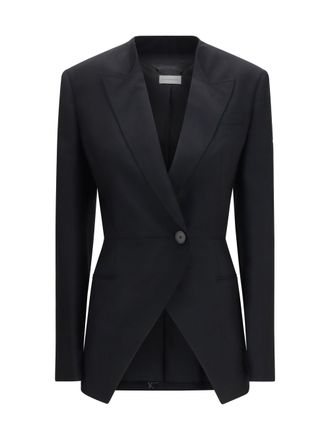 Givenchy Womens Blazer Cut-Out Double-Breasted Black Wool Jacket