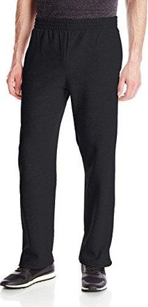 Fruit Of The Loom Mens Fleece Pocketed Open-bottom Sweatpants, Black, S UK