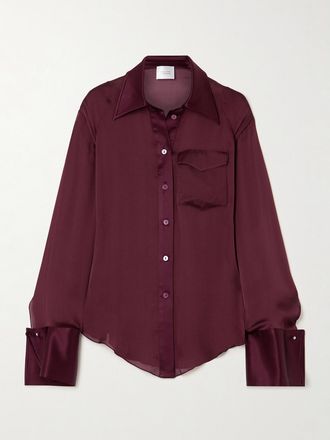 Galvan Chemisier En Mousseline Et Satin De Soie Strata - Bordeaux