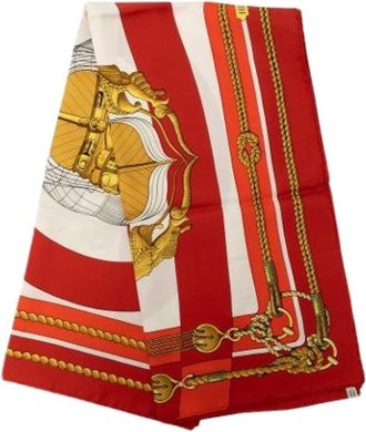 Herm&egrave;s Pre-owned Foulard Chateaux d Arriere Herm&egrave;s - Femme - Pre-owned - Rouge - Taille: ONE Size