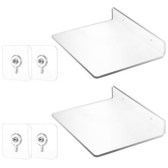 BESPORTBLE 2 St&uuml;ck Wandregal aus Transparentem Acryl Schwebendes Badregal ohne Bohren Selbstklebende Wandhalterung Kleines Aufbewahrungsregal f&uuml;r Badezimmer und 