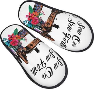 Generic L&eacute;g&egrave;re Peluche Pantoufles Machine &agrave; coudre vintage Accueil Slippers Unisex Chaussons dint&eacute;rieur pour Maison Hiver Ext&eacute;rieur L