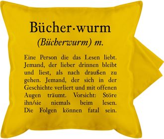 Shirtracer Kissenbezug - Statement - B&uuml;cherwurm Definition I Buchliebhaber Geschenk B&uuml;cherwurm Geschenk f&uuml;r B&uuml;cherw&uuml;rmer Leseratten Geschenkidee Lesen - 50 x 50 