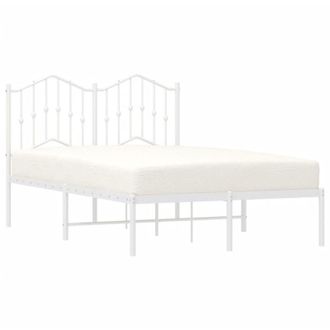 vidaXL Vidaxl - Cadre de lit m&eacute;tal sans matelas et t&ecirc;te de lit blanc 120x190 cm