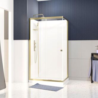 Aurlane Aurlane - cabine de douche rectangle 110x80x200/230cm - receveur bas - fonds blancs et profil&eacute;s or bross&eacute;