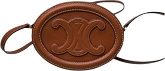 Celine Pre-owned Triomphe Oval Purse Leather Shoulder Bag - Femme - Pre-owned - Brun - Taille: ONE Size
