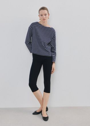 Mango Gestreiftes Sweatshirt mit U-Boot-Ausschnitt marineblau - Damen - XXS - MANGO