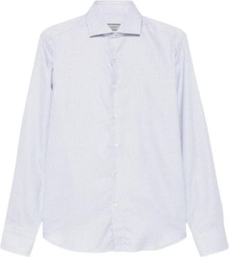 Canali Ccl7018 Hemd mit Mikropunktmuster - - Shirts - Herren - Blau - XL