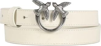 Pinko Love Berry H2 Gürtel Kalbsleder Set Gürtel Damen, Z14q_Weiß Seide Antik Gold, XS