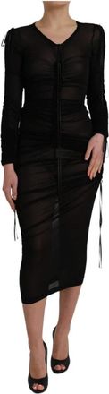 Dolce & Gabbana Durchsichtiges Bodycon Midi-Kleid Schwarz - - Dresses - Damen - Schwarzk - 2XS